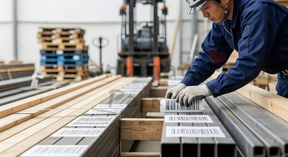 Free material, free photo | Japanese workers sorting and labeling wood ...